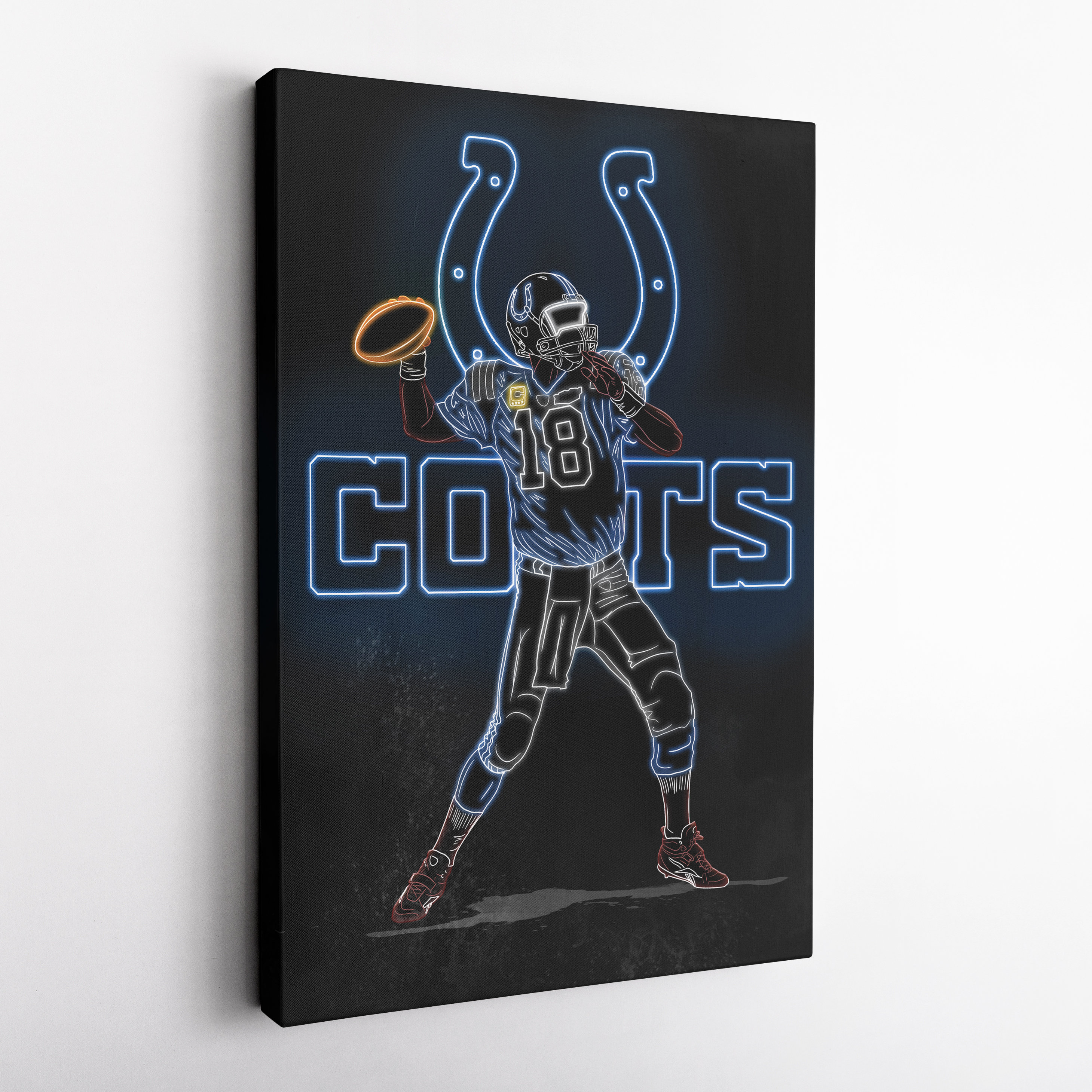 Peyton Manning Poster Neon Effect Indianapolis Colts NFL Canvas Wall ...