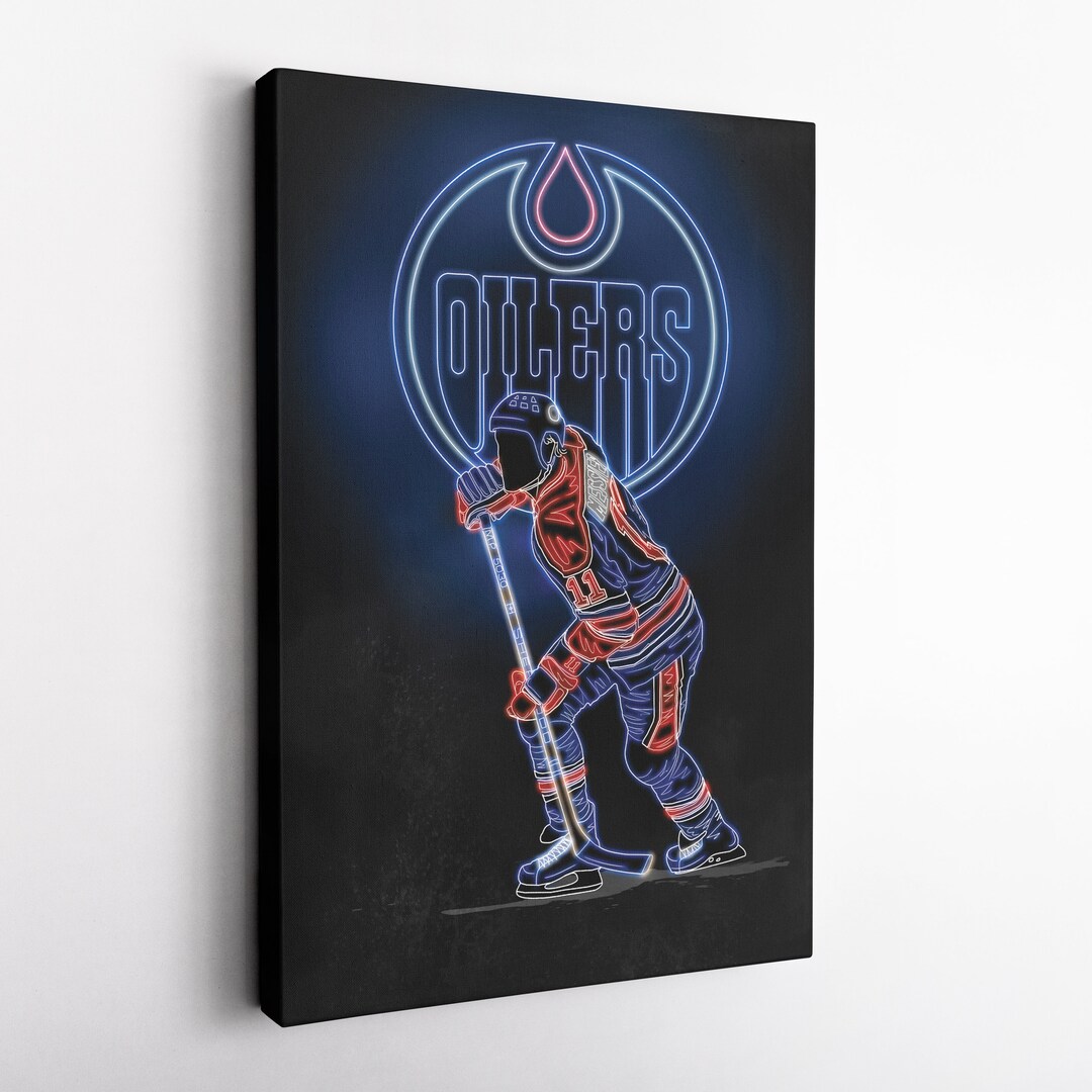 Mark Messier Poster Neon Effect Edmonton Oilers NHL Canvas Wall Art ...