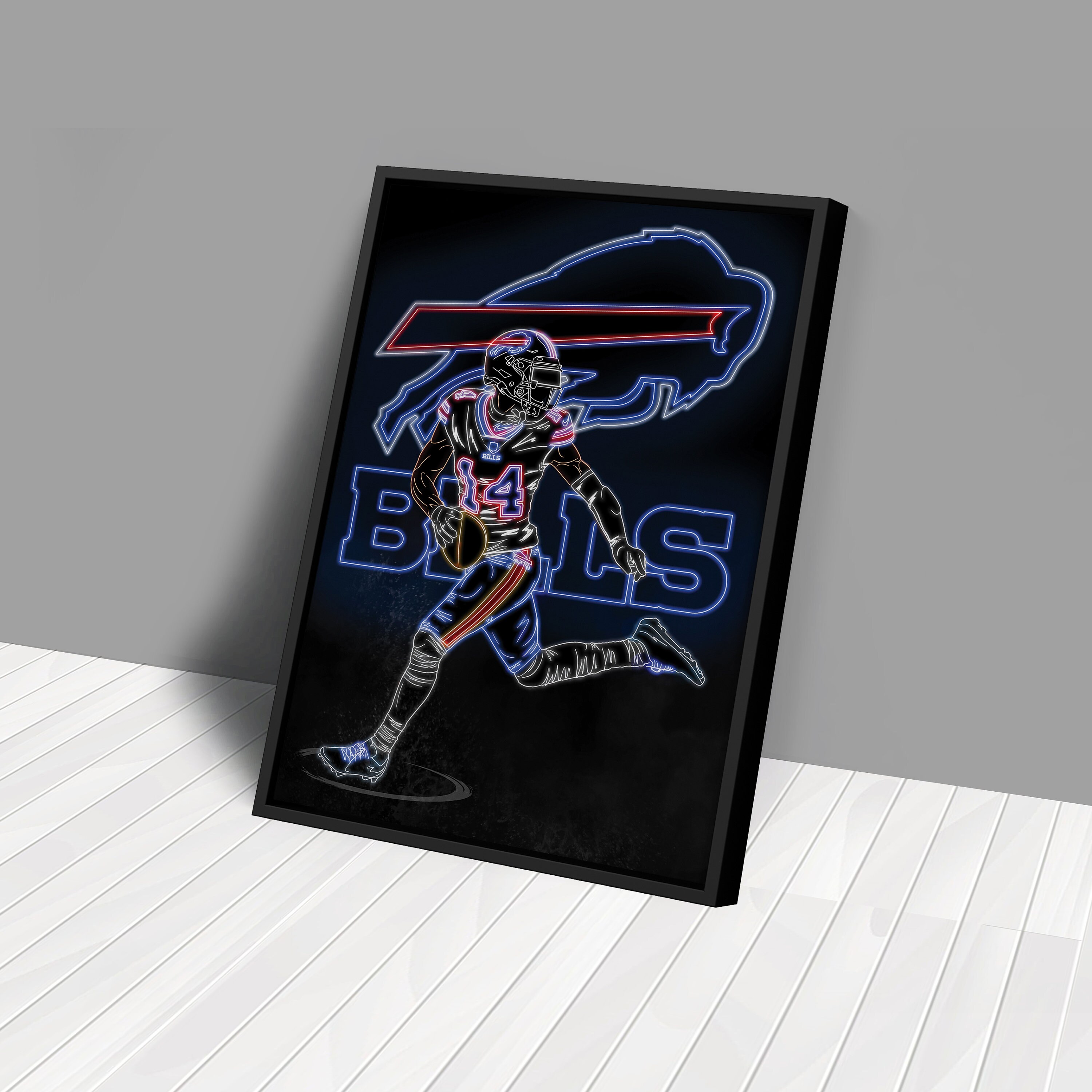 Stefon Diggs Poster Neon Effect Buffalo Bills NFL Canvas Wall Art Print ...