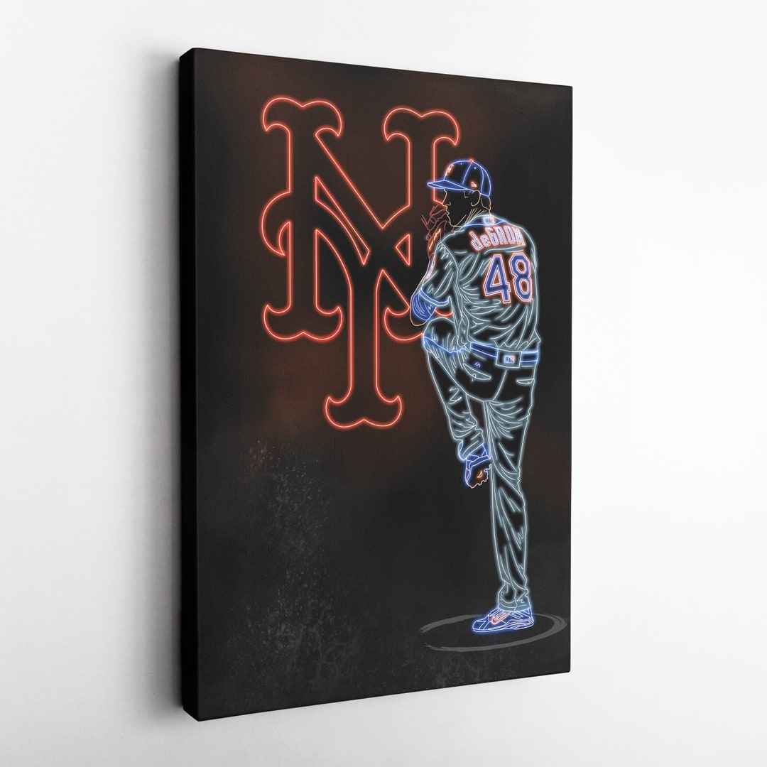 Jacob Degrom Poster Neon Effect New York Mets MLB Canvas Wall Art Print ...