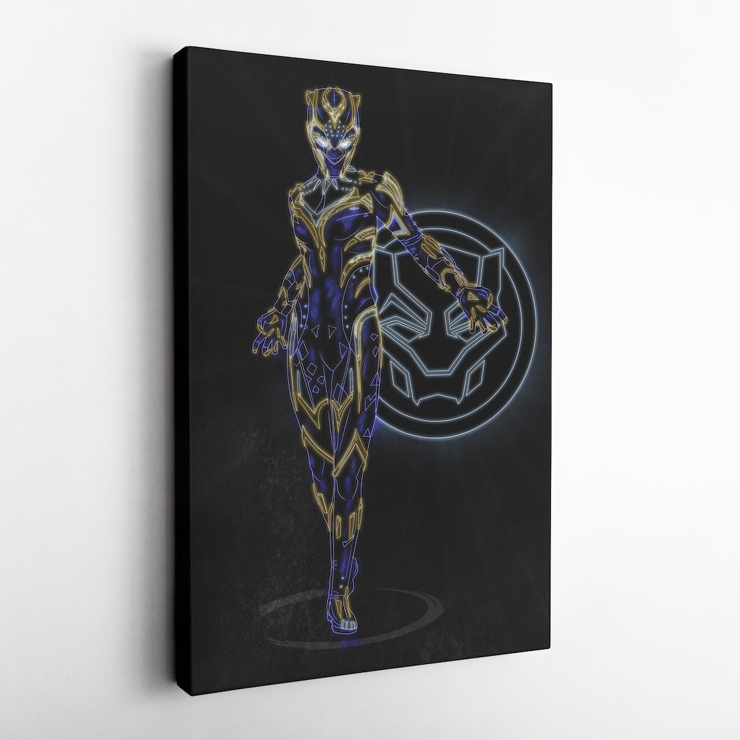 Black Panther Shuri Poster Neon Marvel Comics Canvas Wall Art Print ...