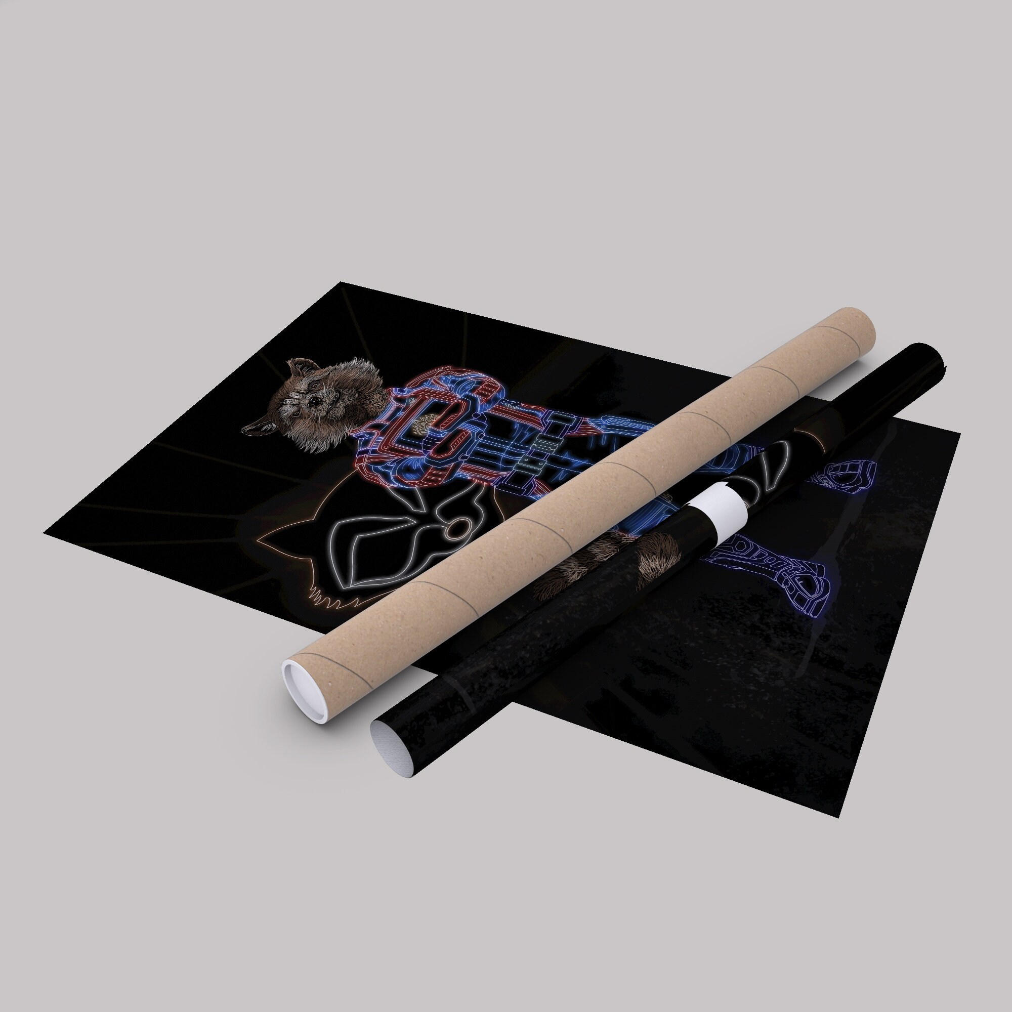 Rocket Raccoon Poster Neon Marvel Comics Canvas Wall Art Print Kids ...