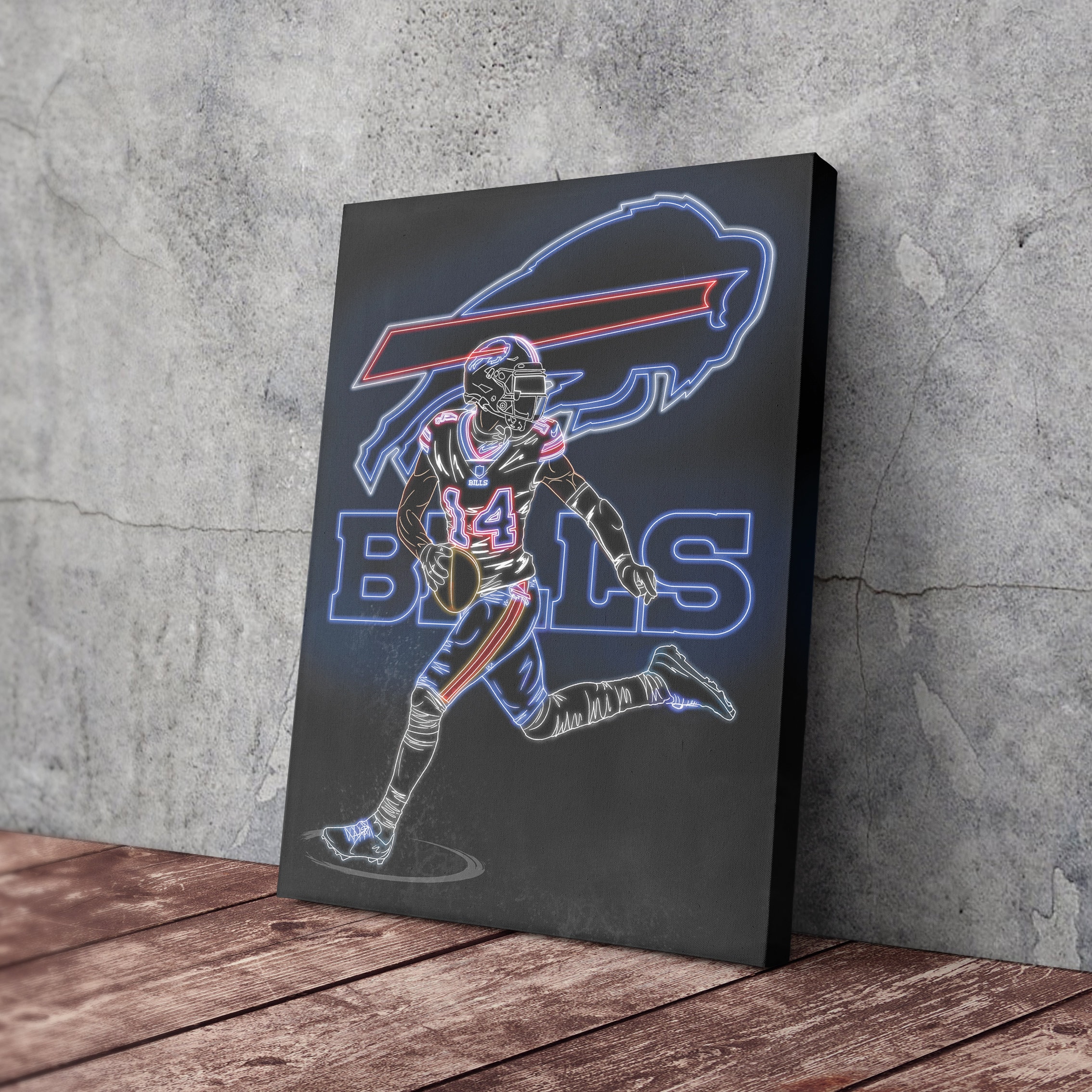 Stefon Diggs Poster Neon Effect Buffalo Bills NFL Canvas Wall Art Print ...