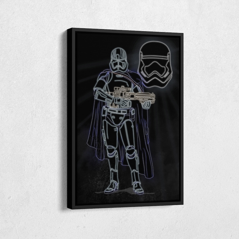 Stormtrooper Poster Neon Star Wars Canvas Wall Art Print Kids Room ...
