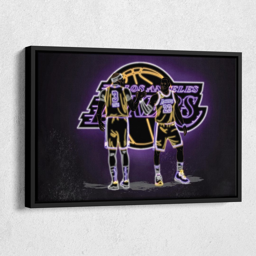 Lebron James and Anthony Davis Neon Effect Poster Los Angeles Lakers ...