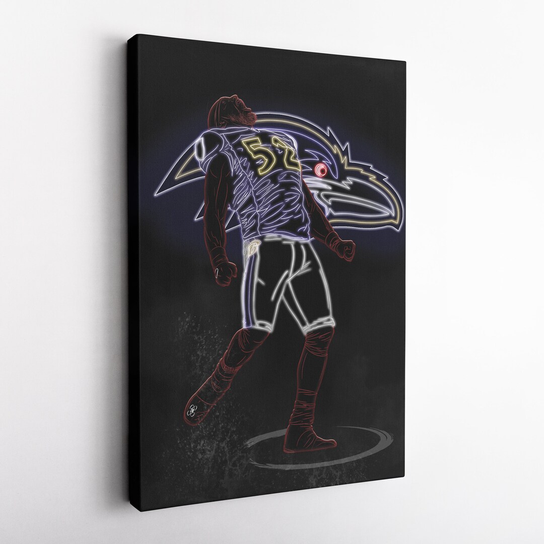 Ray Lewis Poster Neon Effect Baltimore Ravens NFL Canvas Wall Art Print ...