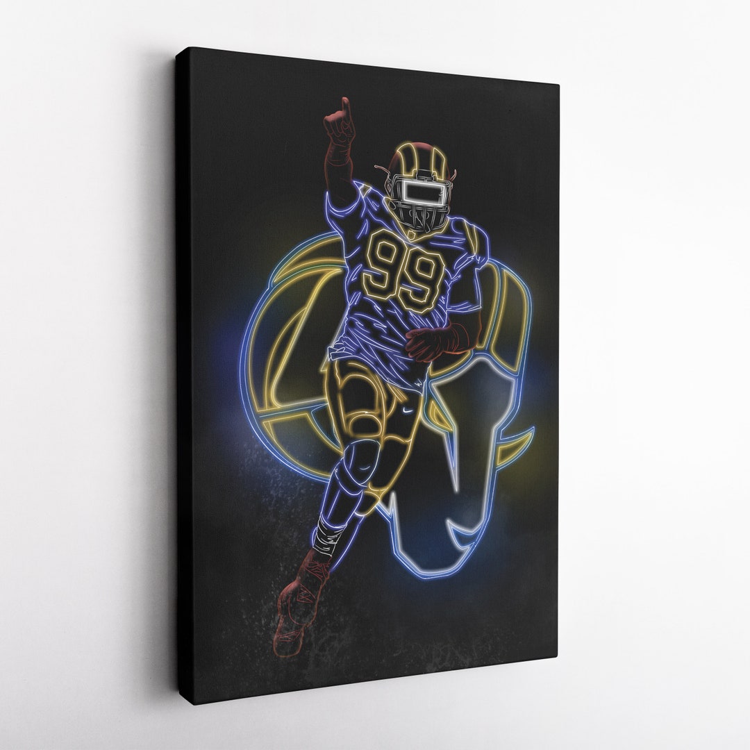 Aaron Donald Poster Neon Effect Los Angeles Rams NFL Canvas Wall Art ...