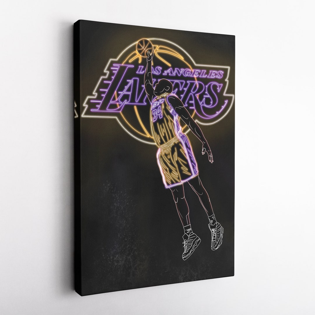 Shaquille O'neal Poster Neon Effect Los Angeles Lakers NBA Canvas Wall ...