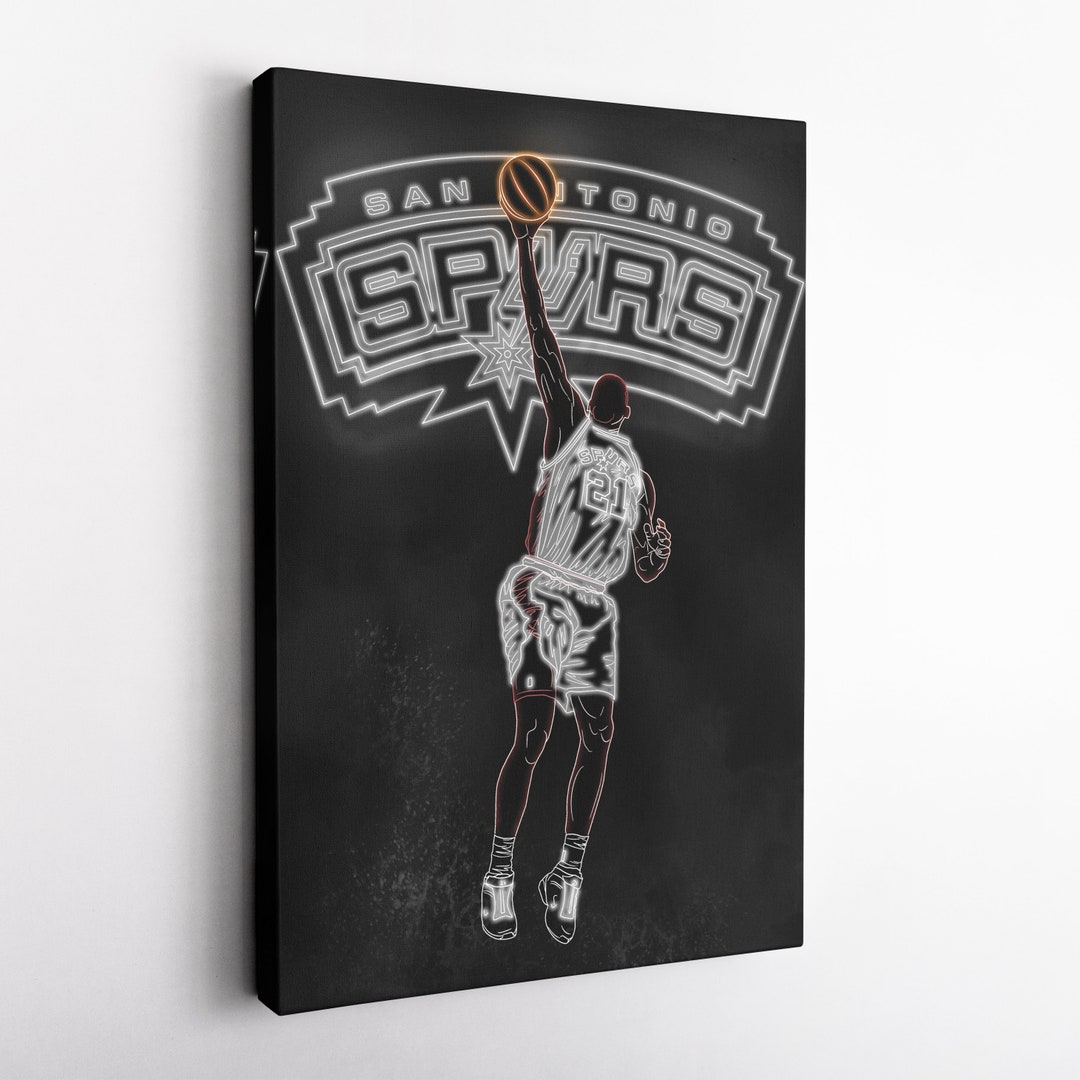 Tim Duncan Poster Neon Effect San Antonio Spurs NBA Canvas Wall Art ...