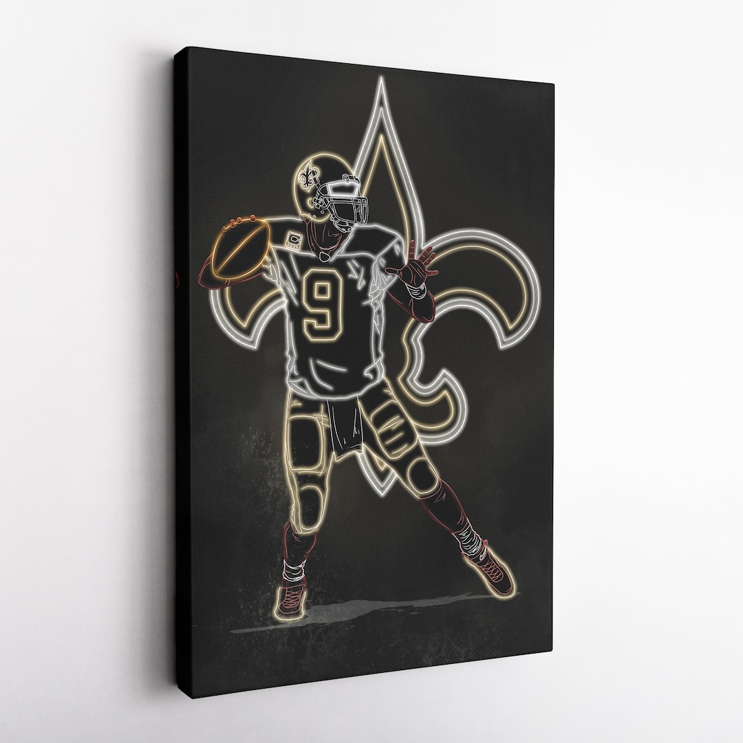 Drew Brees Poster Neon Effect New Orleans Saints NFL Canvas Wall Art ...