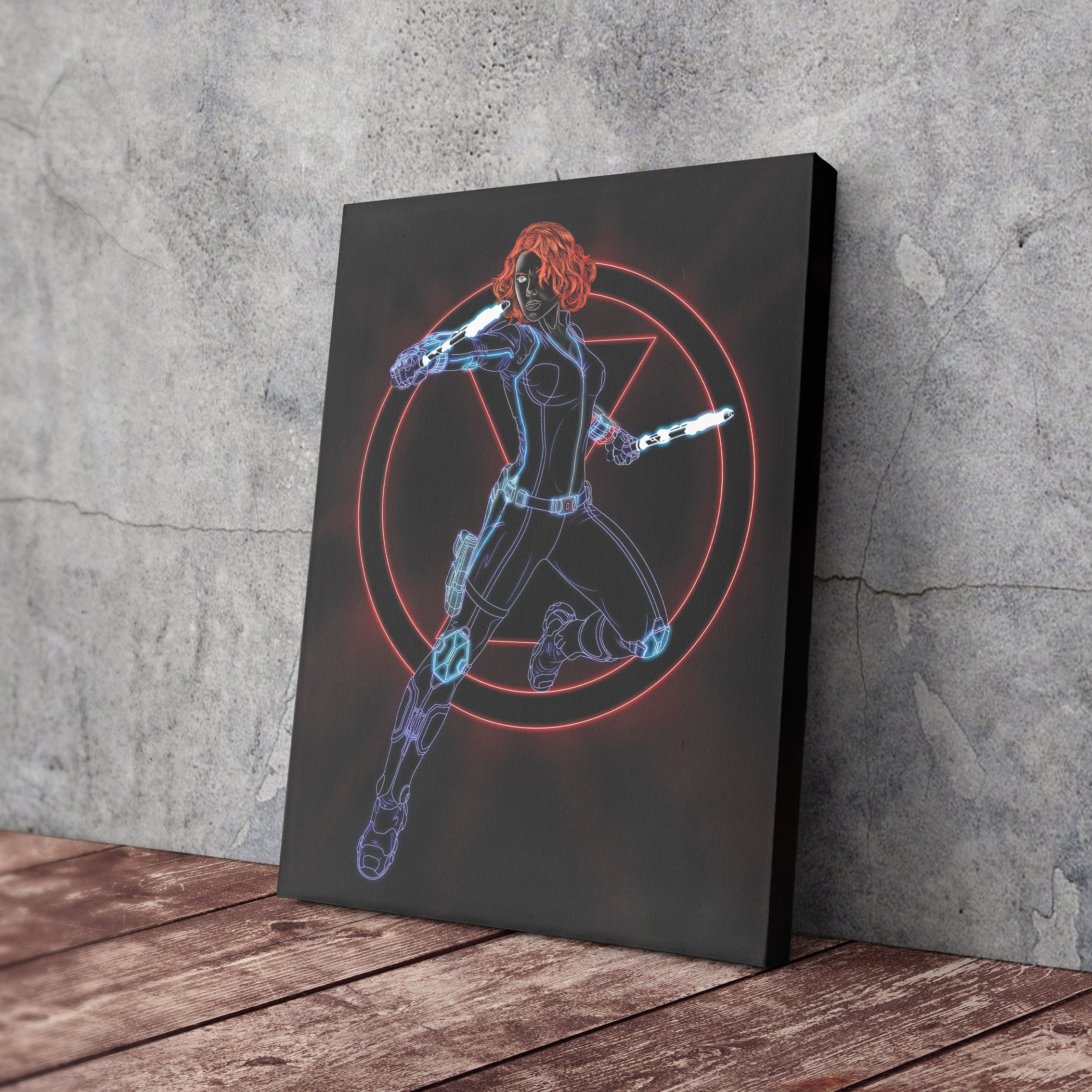 Black Widow Poster Neon Marvel Comics Canvas Wall Art Print Kids Room ...