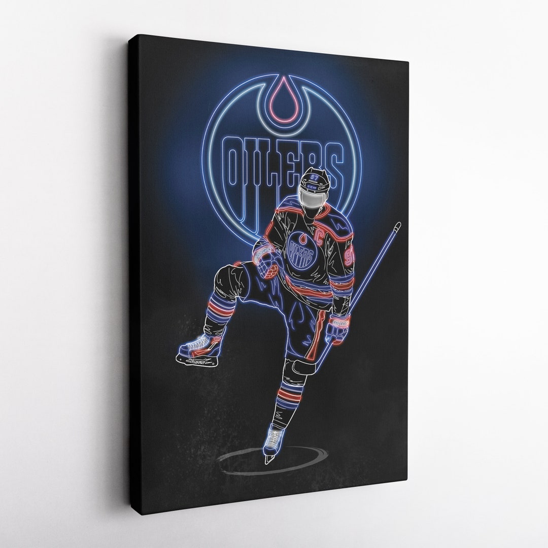 Connor Mcdavid Poster Neon Effect Edmonton Oilers NHL Canvas Wall Art ...