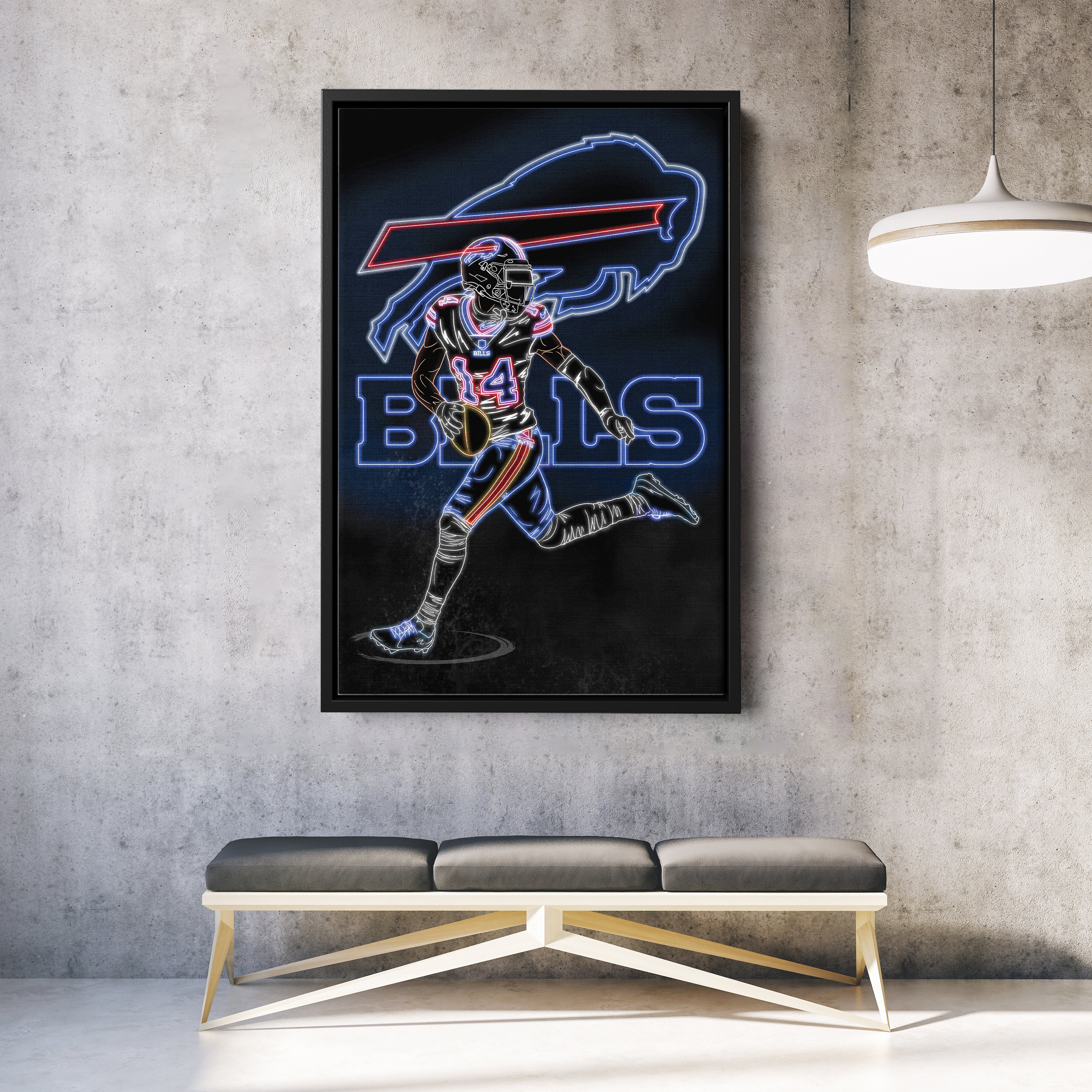 Stefon Diggs Poster Neon Effect Buffalo Bills NFL Canvas Wall Art Print ...