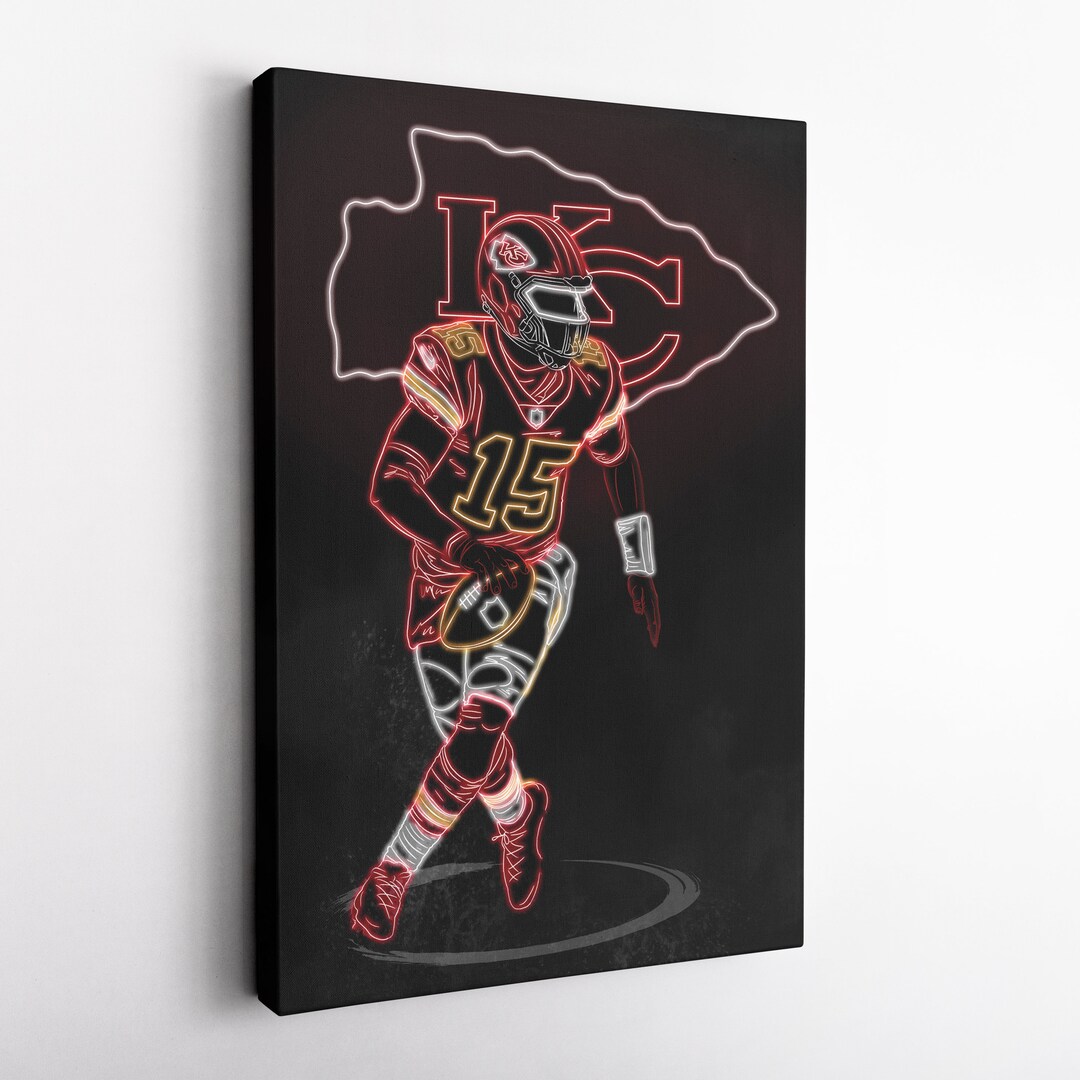 Patrick Mahomes Poster Neon Effect Kansas City Chiefs NFL Canvas Wall ...