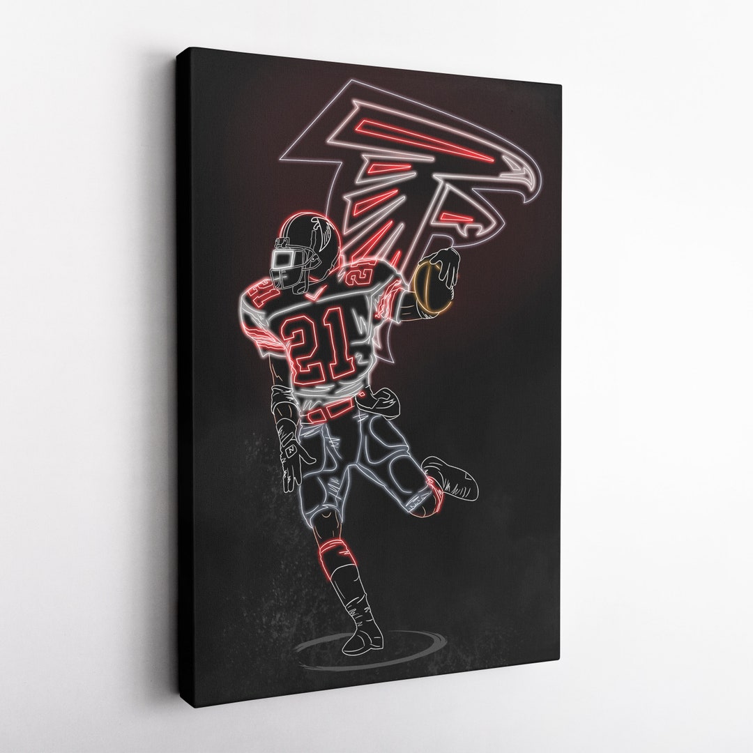 Deion Sanders Poster Neon Effect Atlanta Falcons NFL Canvas Wall Art ...
