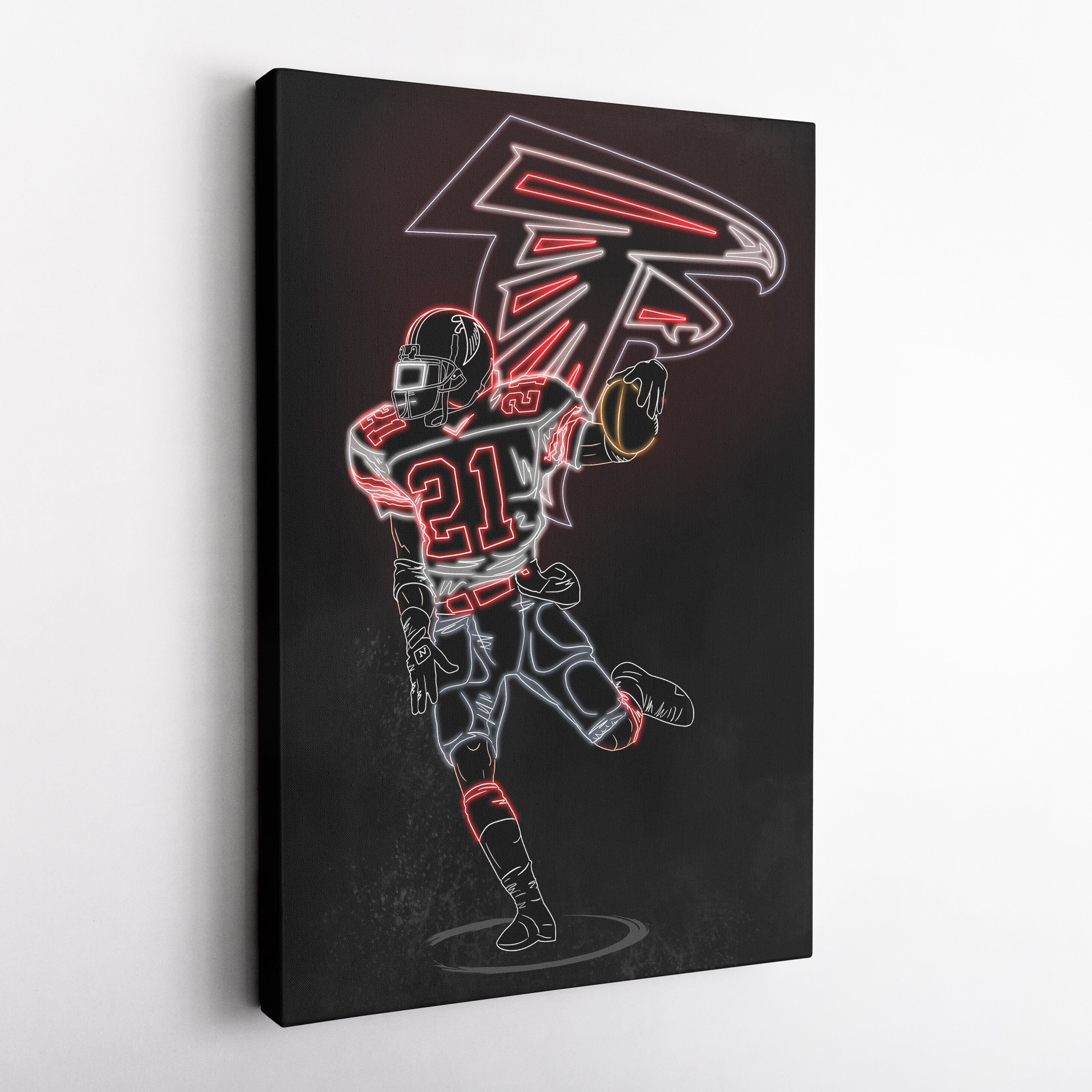Deion Sanders Poster Neon Effect Atlanta Falcons NFL Canvas Wall Art ...