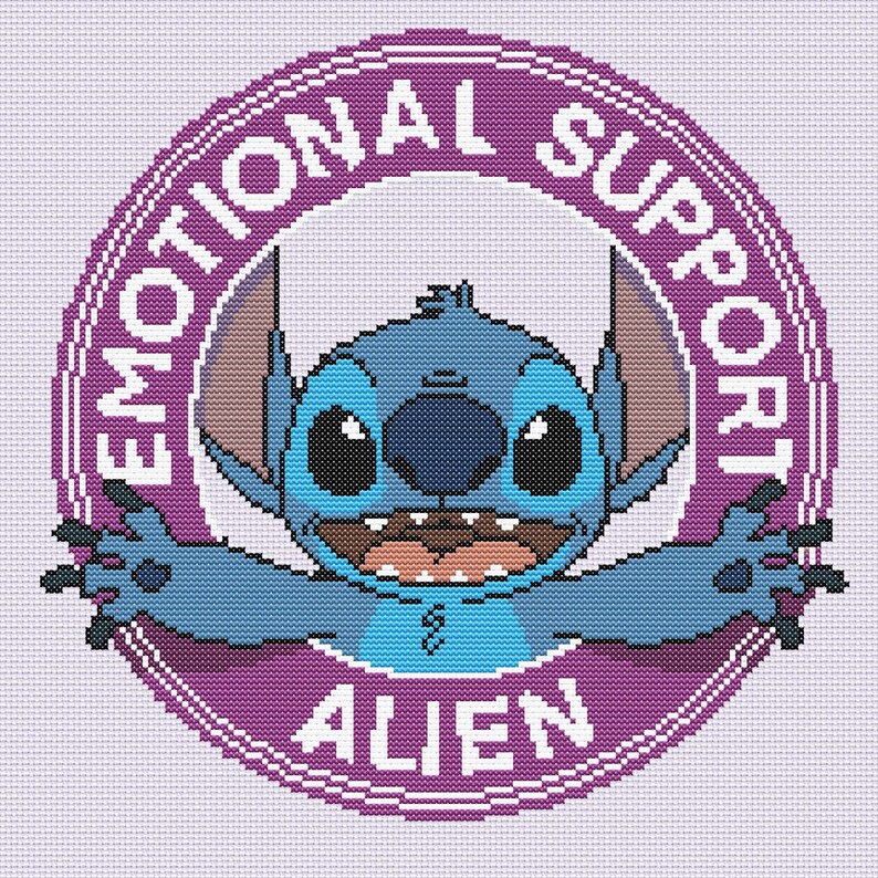 Emotional Support Cross Stitch Patterns, Emotional Support Alien ...