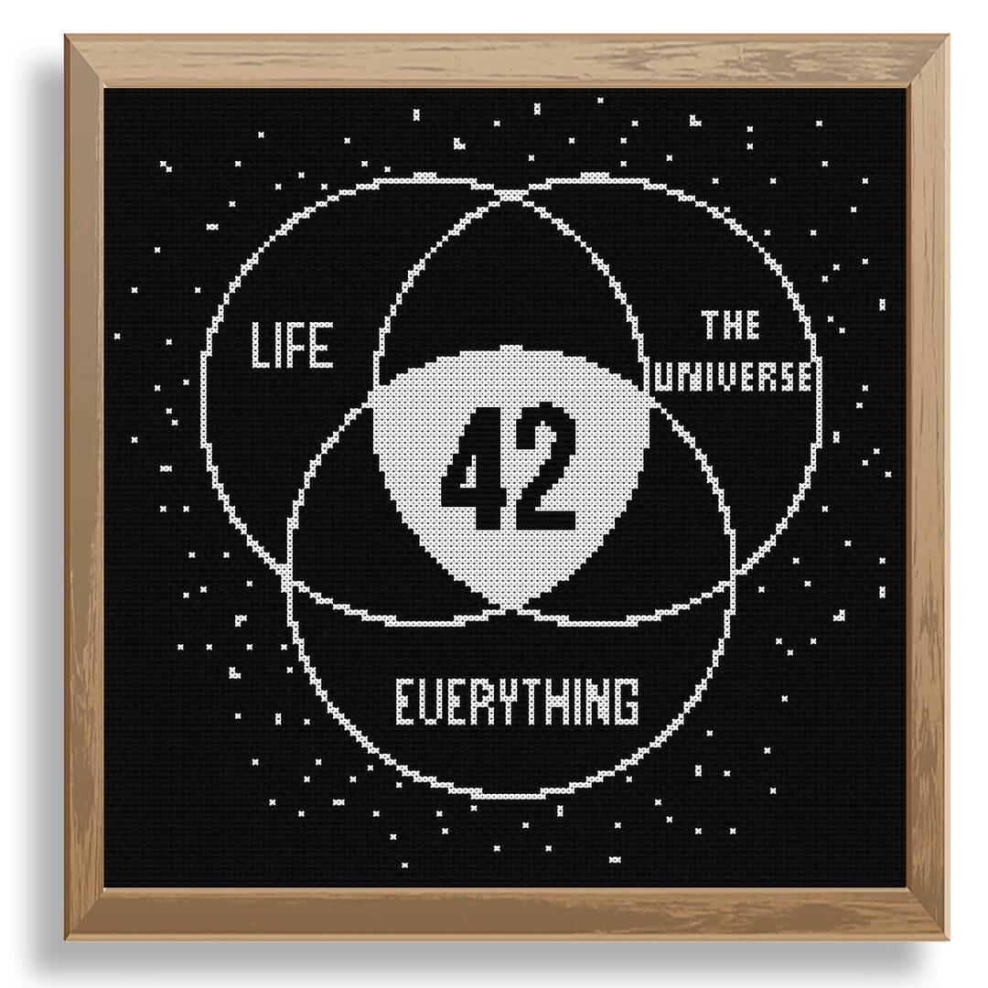 Hitchhiker's Guide to the Galaxy Cross Stitch Pattern, the Answer is 42, Cross Stitch Patterns ...