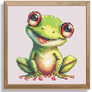Adorable Smiling Frog Cross Stitch Pattern, Animal Cross Stitch - Etsy