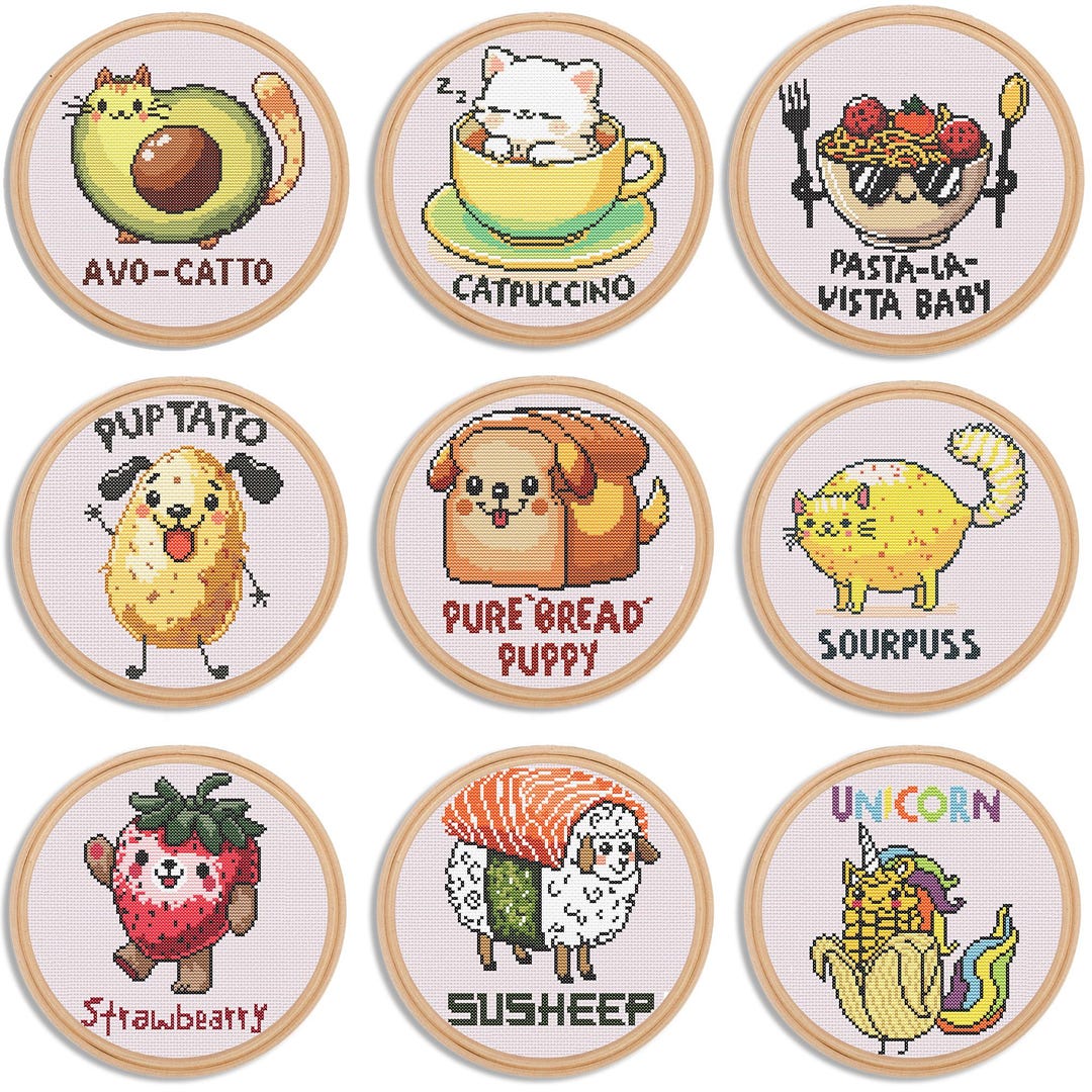 Food Puns Cross Stitch Pattern Collection - Etsy