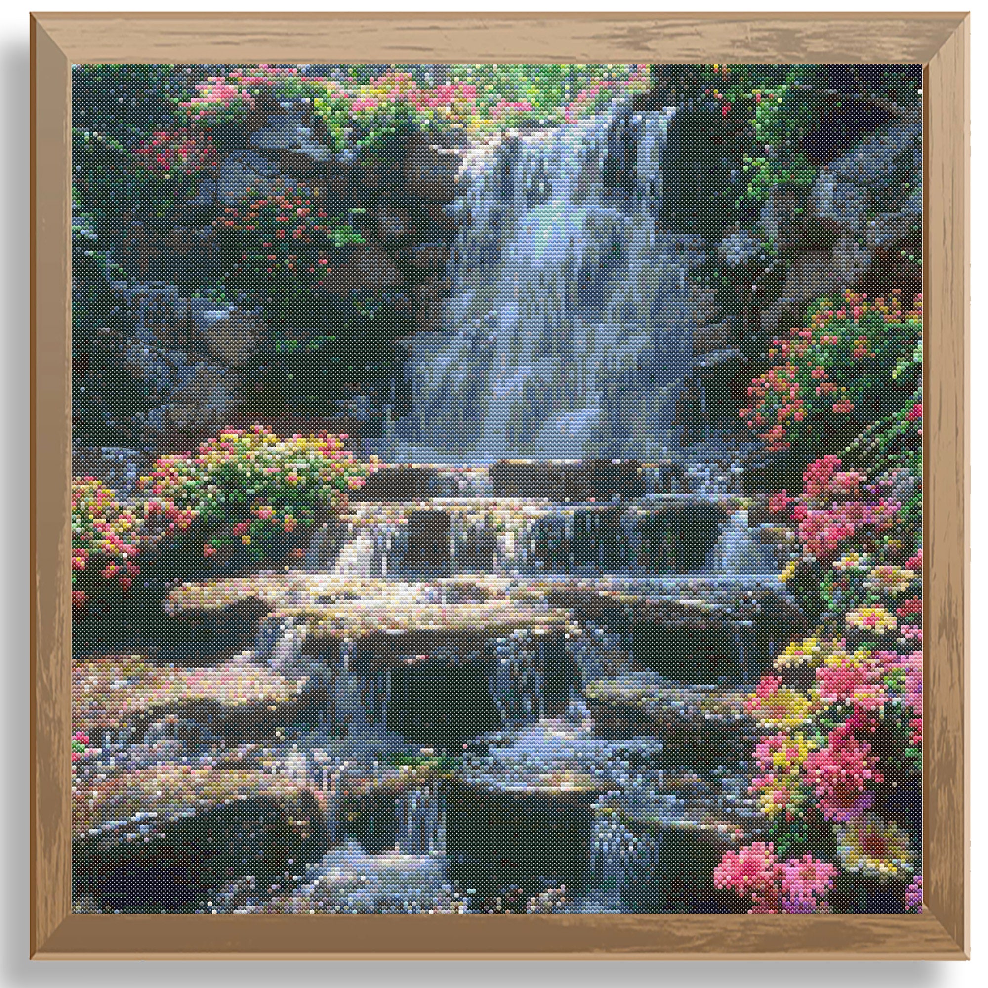 Waterfall Cross Stitch Pattern, Nature Pattern With Waterfall and ...