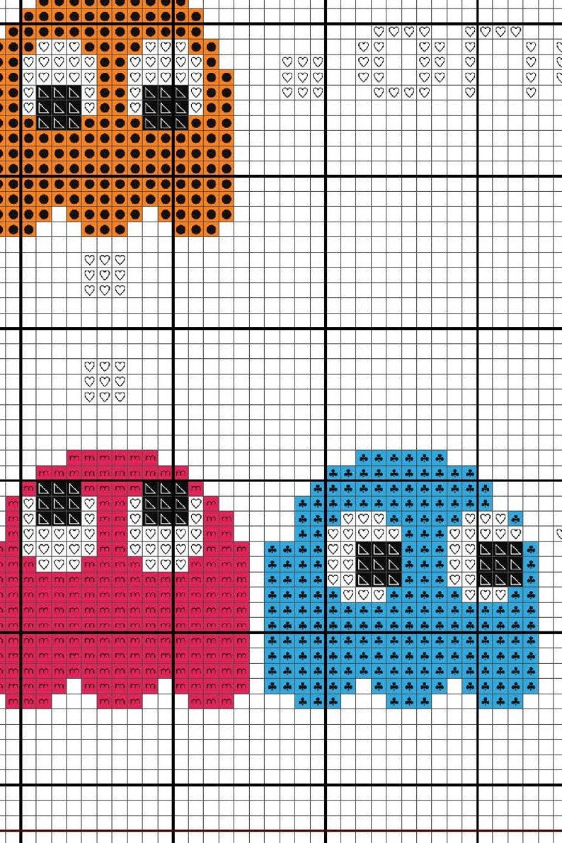 Pac Man Inspired Cross Stitch Pattern, Dr. Seuss Inspired Cross Stitch ...