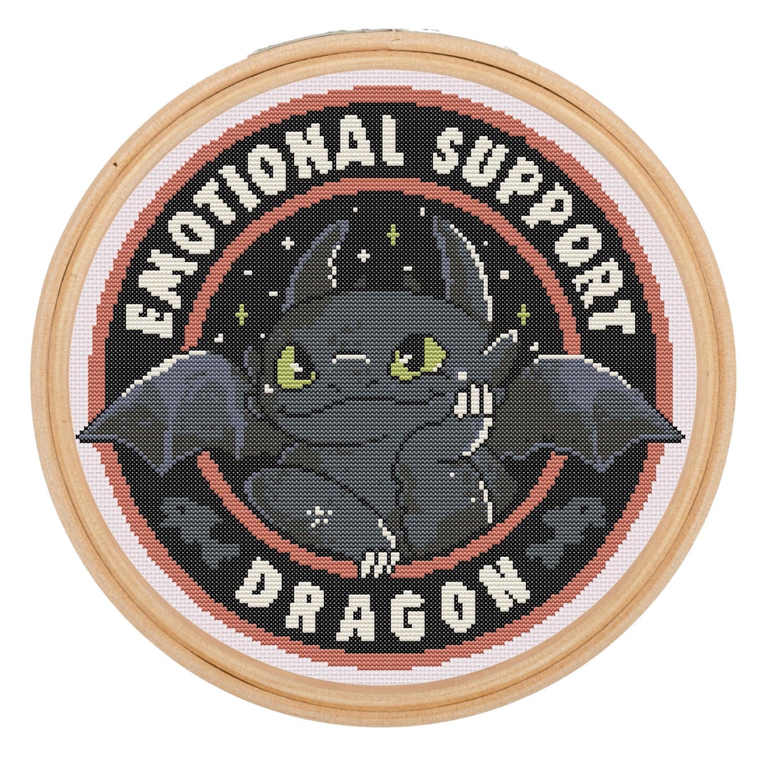 Emotional Support Dragon Cross Stitch Pattern, Toothless Cross Stitch ...