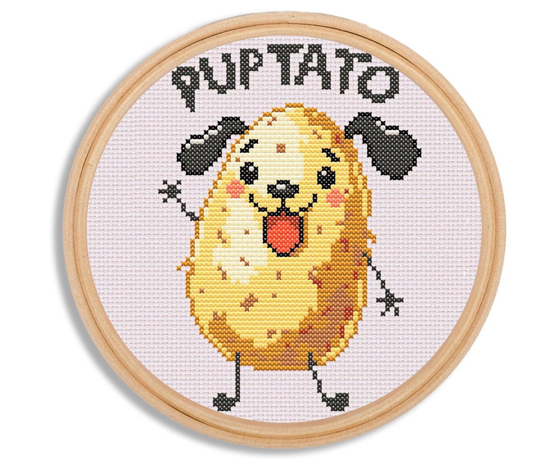 Puptato Cross Stitch Pattern: Food Pun Design (PDF Pattern) - Etsy