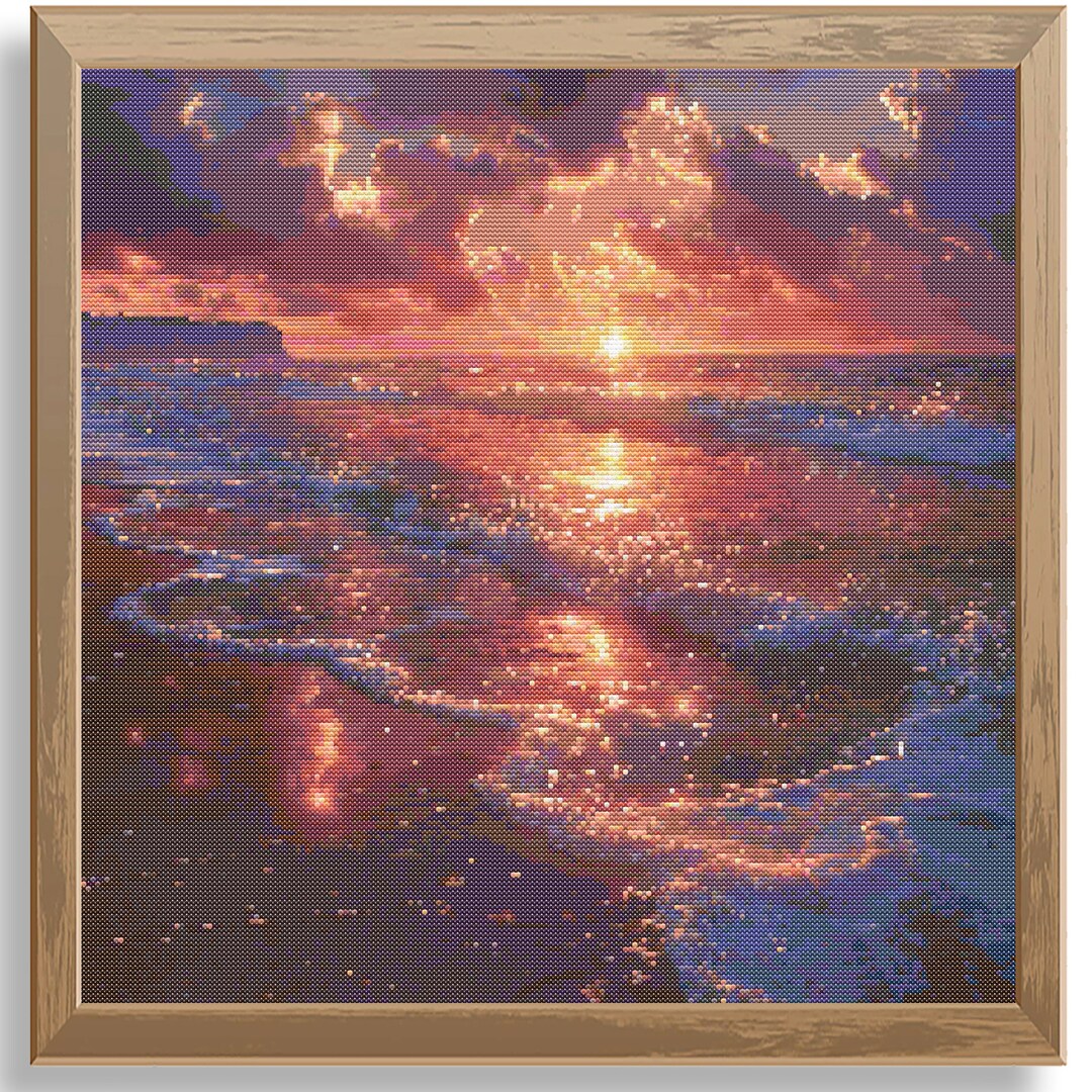 Sunset Beach Cross Stitch Pattern, Gorgeous Sunset on the Water - Etsy
