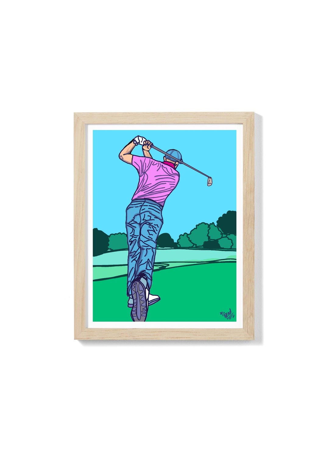 Golfer in Swing Art Print | Golf Themed Art | Golf Sports Home Decor ...