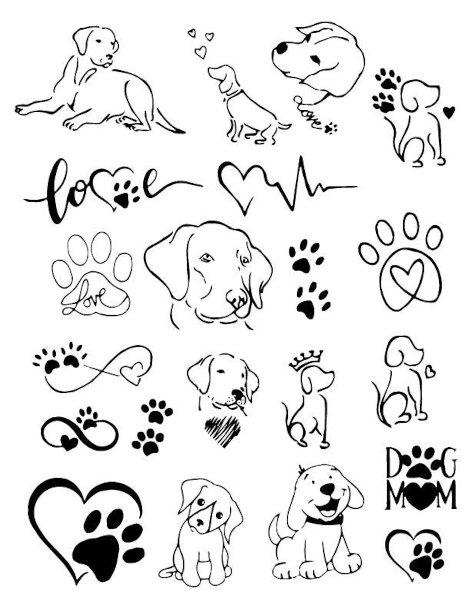 Dogs & Puppy Paw Print Lover Henna Tattoo Set - Etsy