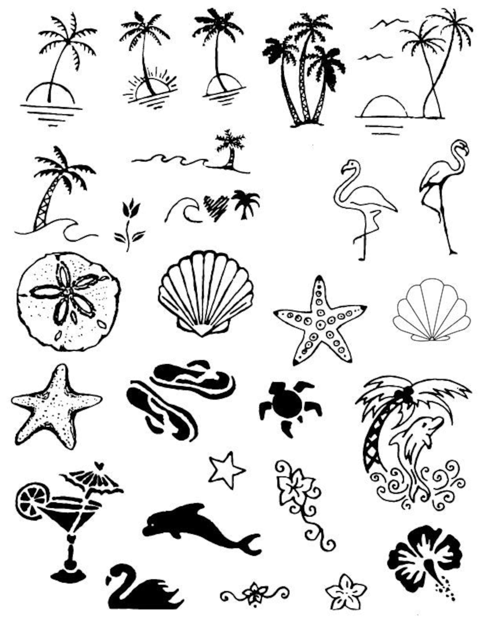 Ocean Beach Nautical Sea Life Henna Tattoo Set - Etsy