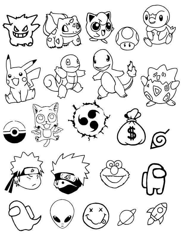 Anime Cartoon Designs Henna Tattoo Set - Etsy