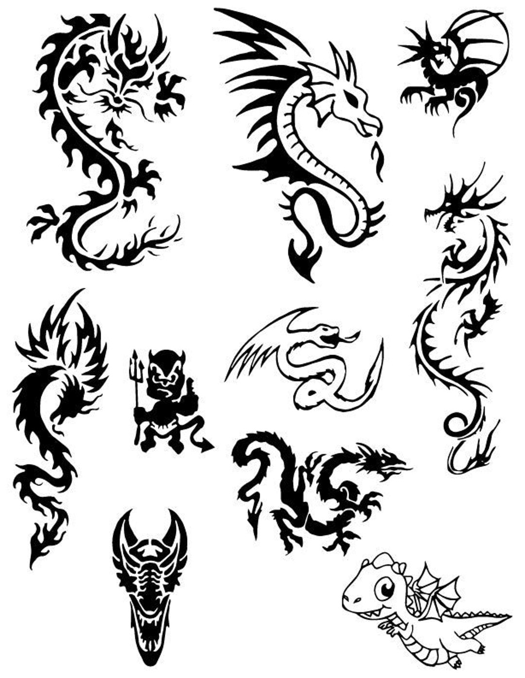 Dragons Tribal Henna Tattoo Set - Etsy