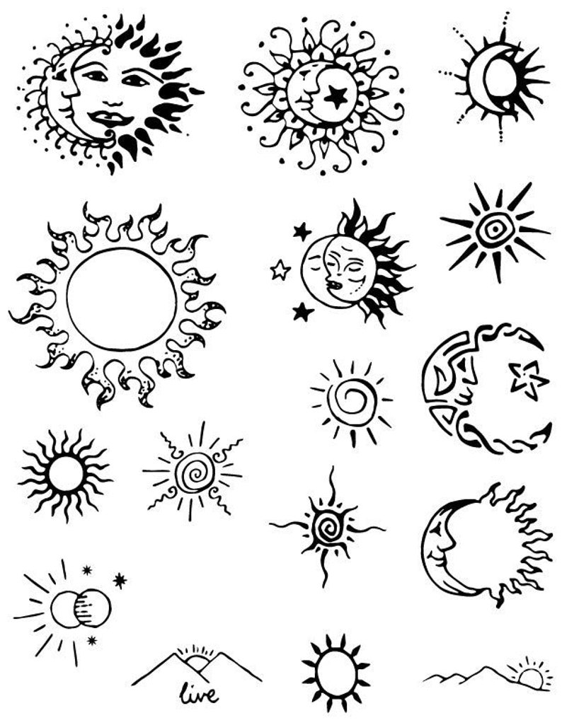 Celestial Moon & Sun Henna Tattoo Set - Etsy