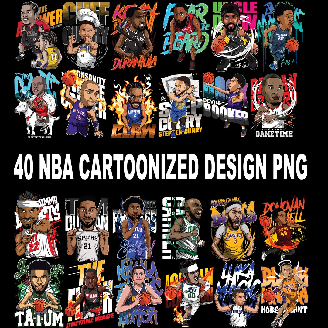 40 NBA Cartoonized Designs, DTF / DTG Printing Design - Etsy Australia
