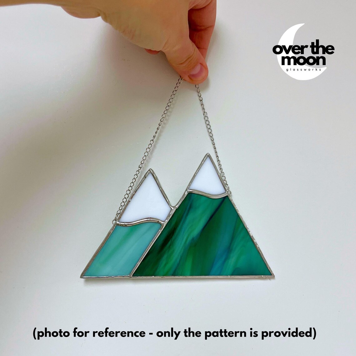 Mountain Stained Glass Pattern, Trio Mountain Peak Design, Digital ...