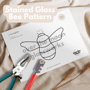 Stained Glass Bee Pattern, Bee Template, PDF & PNG Digital Download ...