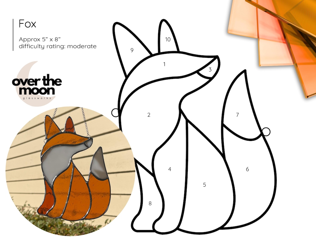 Fox Stained Glass Suncatcher Pattern, Red Fox Template, Printable PDF ...