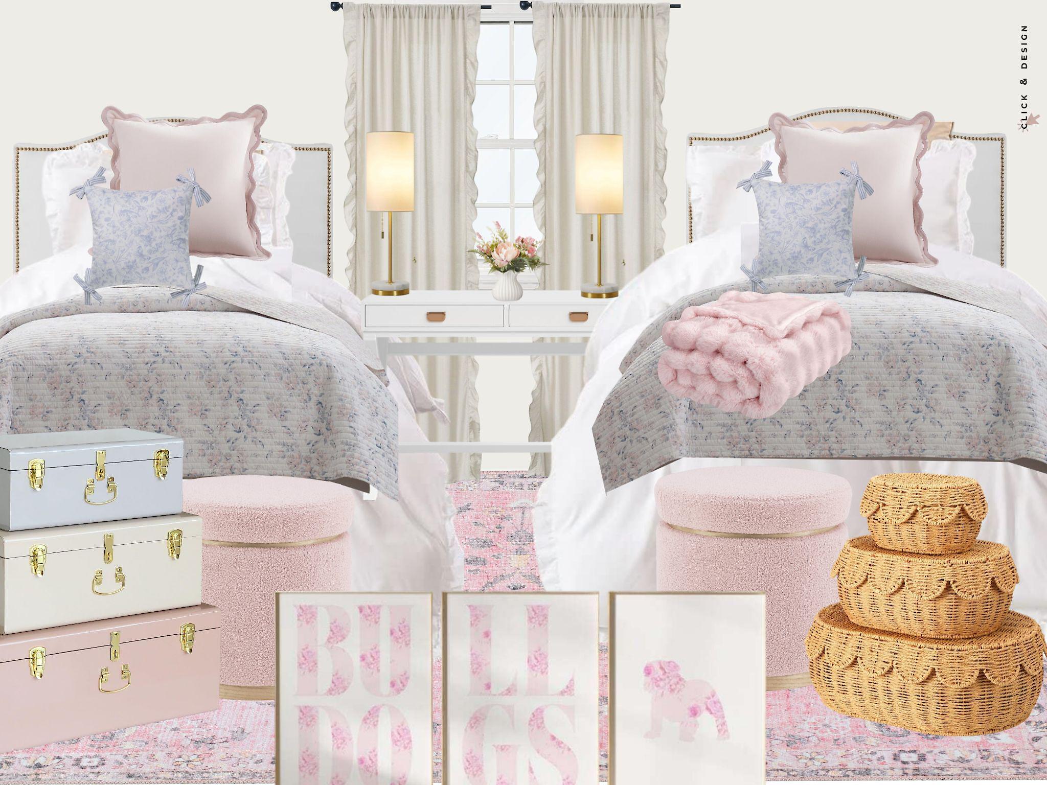 Pink & Blue Floral Love Shack Dorm Room Design- - Etsy