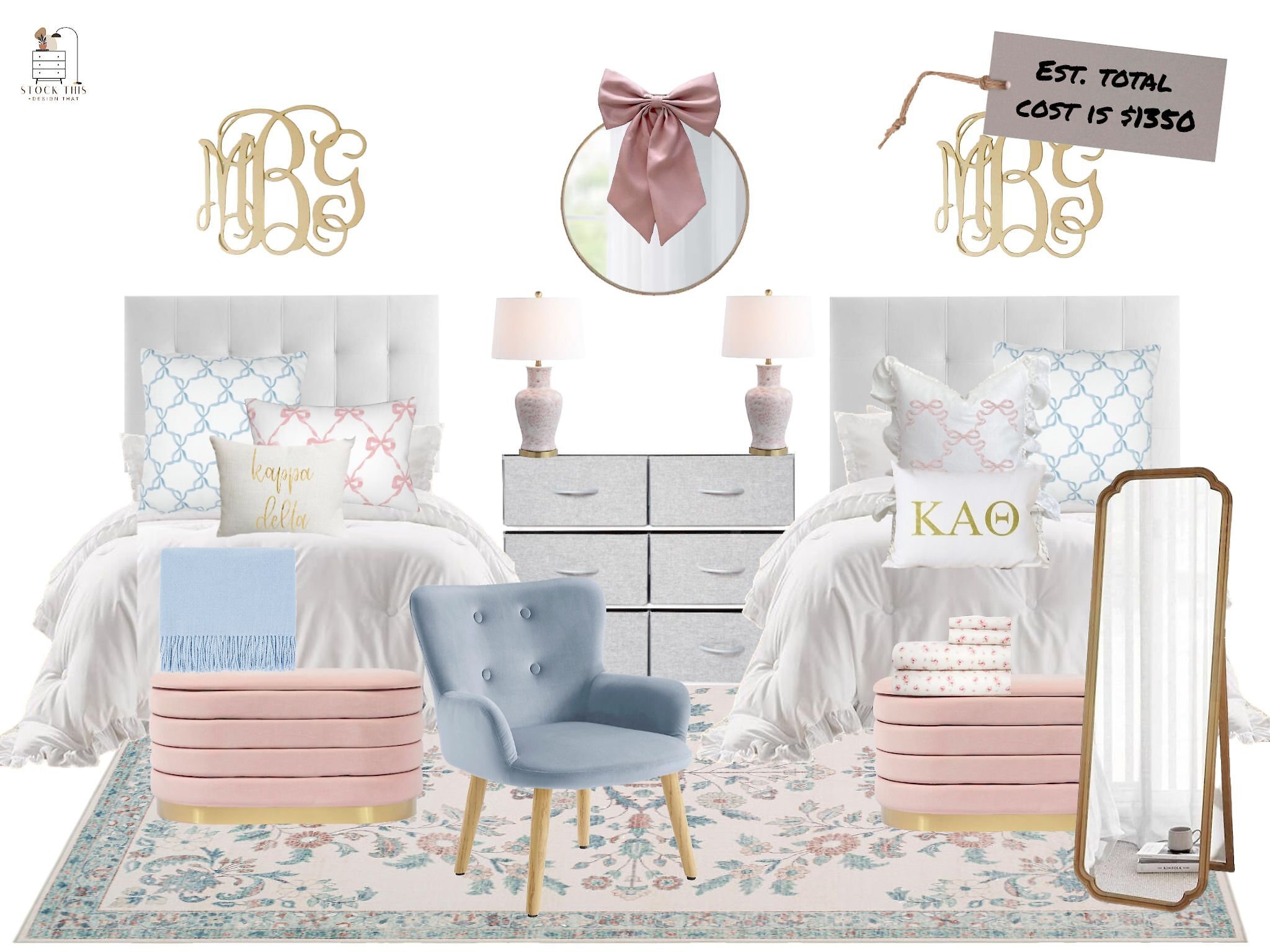 Love Shack Fancy Bow Dorm Room Design - Etsy