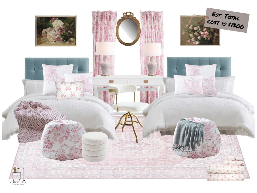 Pink Love Shack Fancy Dorm Room Design - Etsy