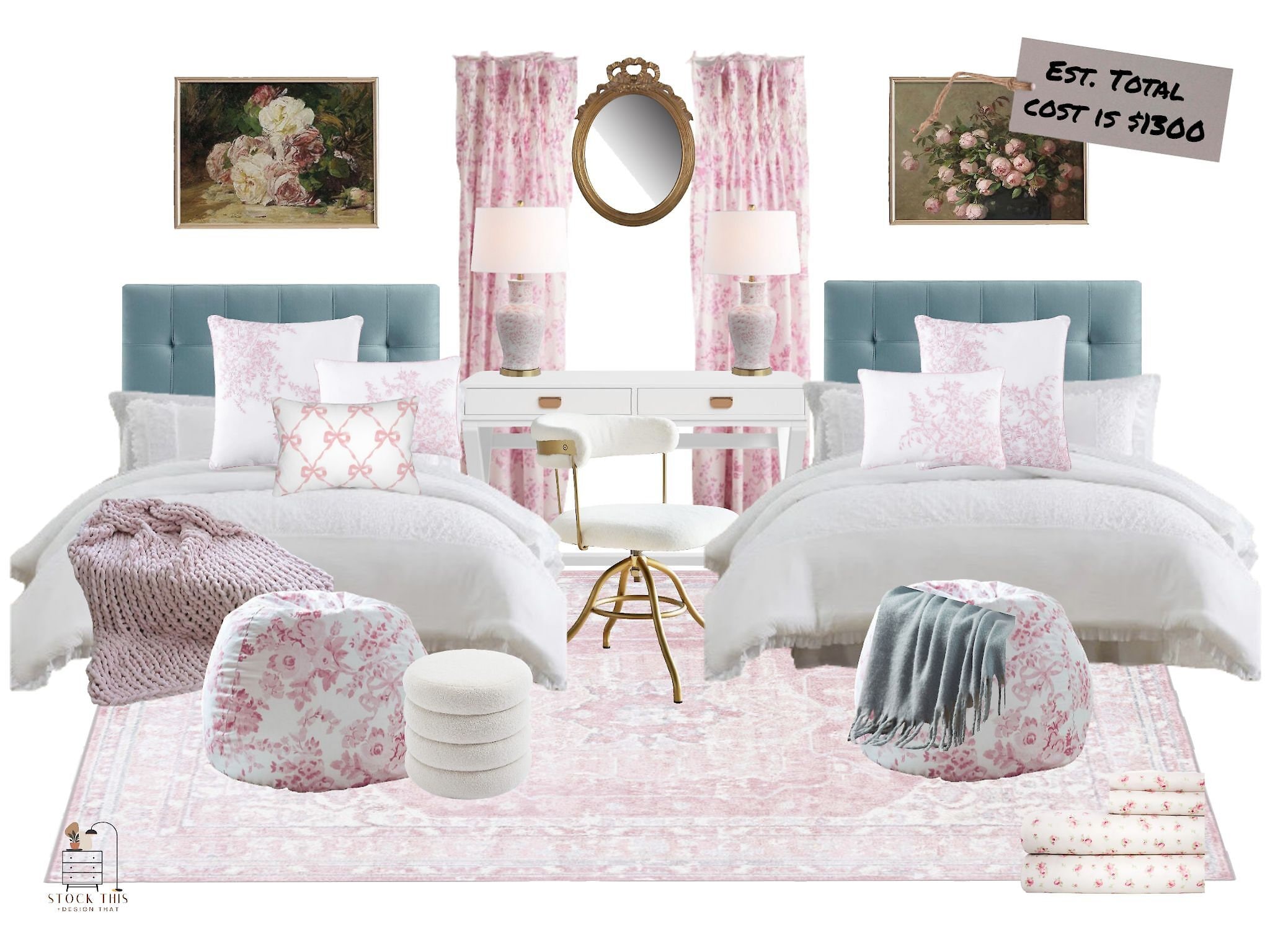 Pink Love Shack Fancy Dorm Room Design - Etsy
