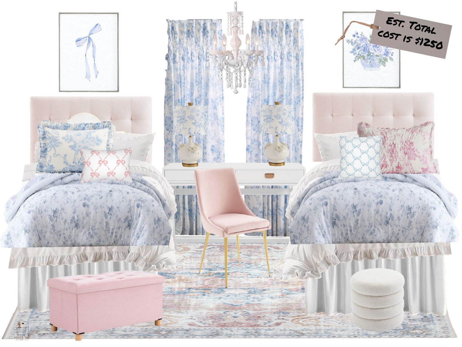 Blue Love Shack Fancy Dorm Room Design - Etsy