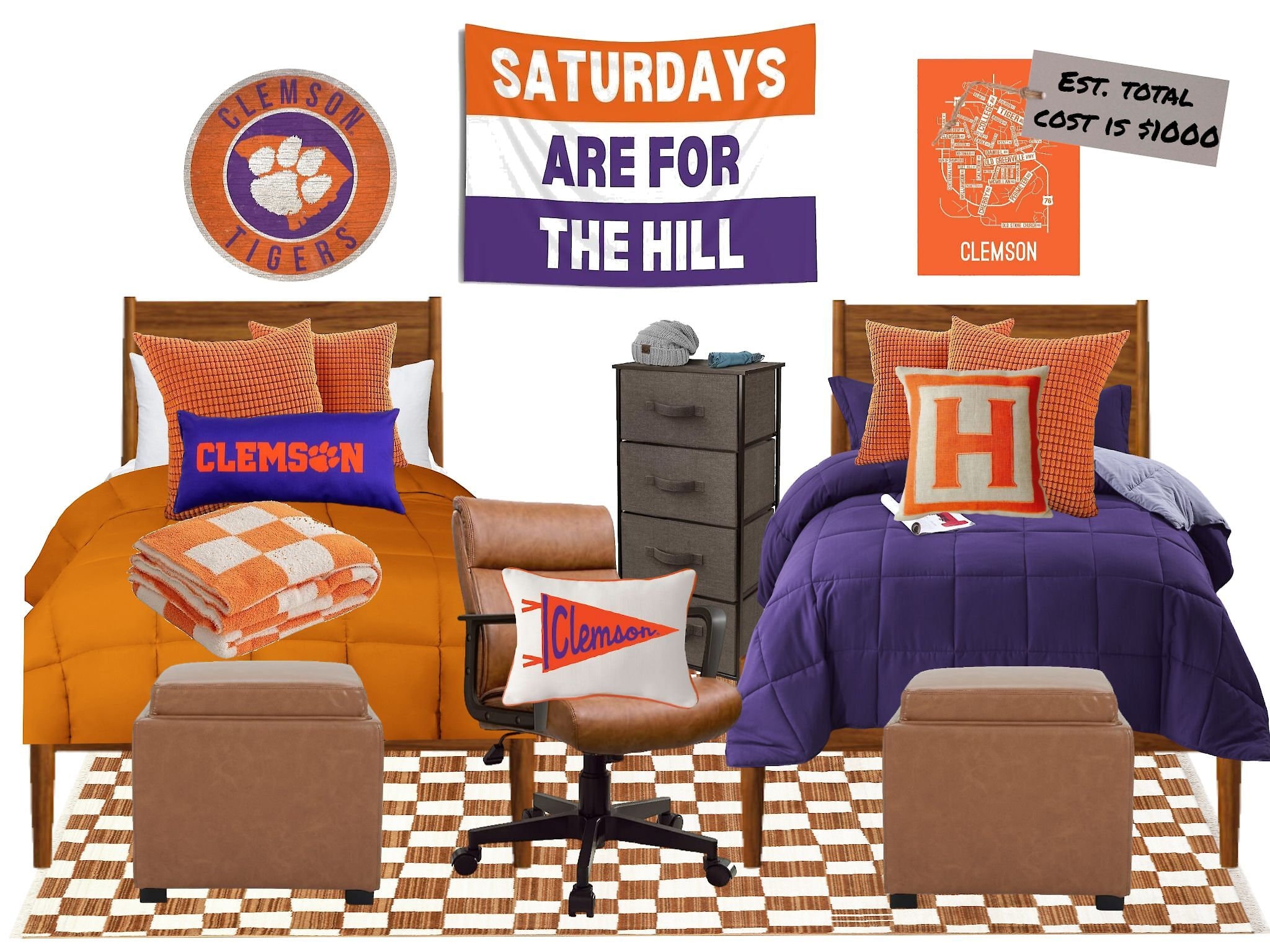 Clemson University Dorm Room Design - Etsy