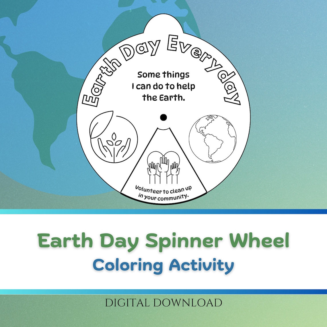 Earth Day Spinner Coloring Activity, Earth Day Learning, Fun Earth Day ...