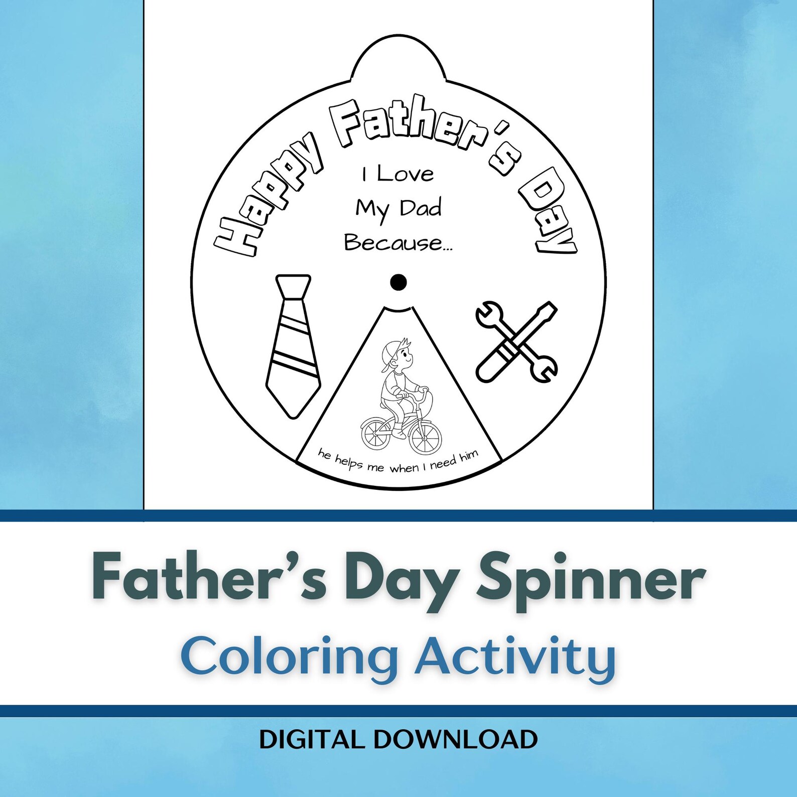Father's Day Spinner Coloring Craft: Printable Activity (PDF Download ...