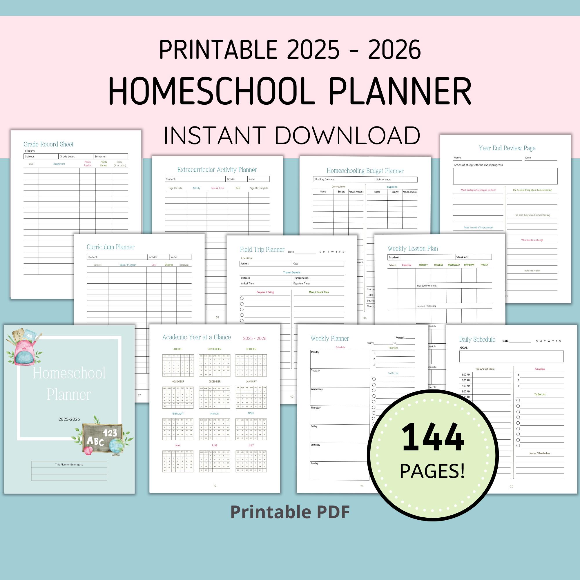 Homeschool Planner, 2025-2026 Homeschool Planner Bundle, Homeschool ...