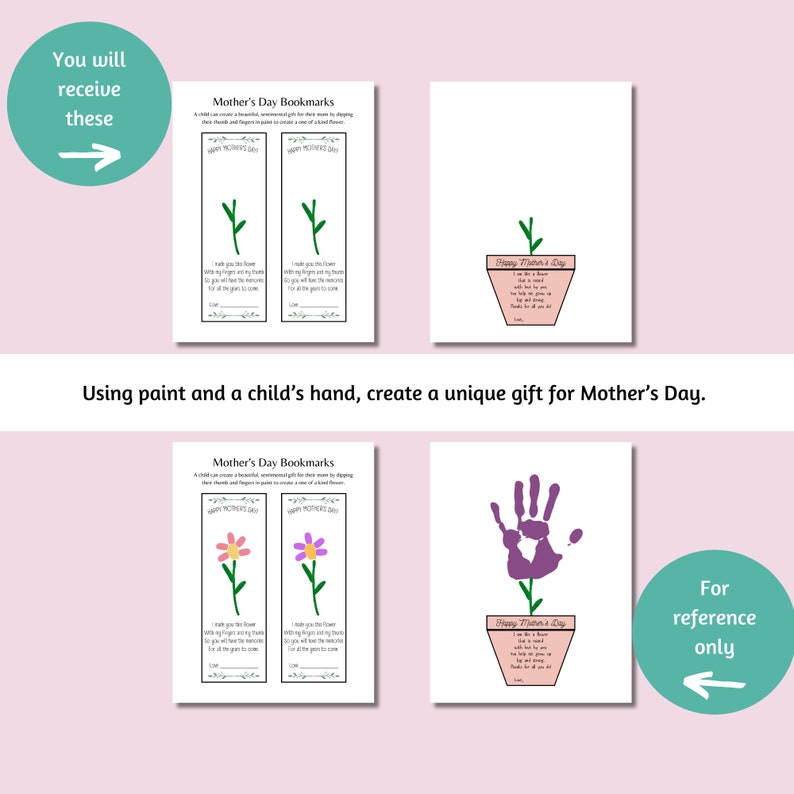 Mother's Day Printable Craft Bundle, 4 Pages, Mother's Day Bookmarks ...