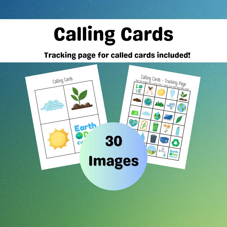 Earth Day Bingo, Earth Day Game, 30 Bingo Unique Bingo Cards, 30 ...